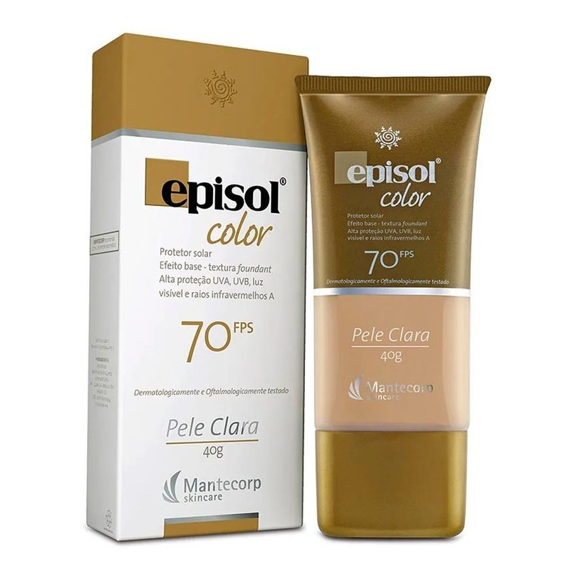 Episol Protetor Solar Rosto FPS70 Color Pele Clara 40g - Farma Conde