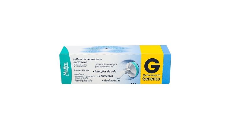 Sulfato de Neomicina 5mg/g + Bacitracina 250UI Medley Genérico Pomada ... Sulfato de Neomicina 5mg/g + Bacitracina 250UI Medley Genérico Pomada ...