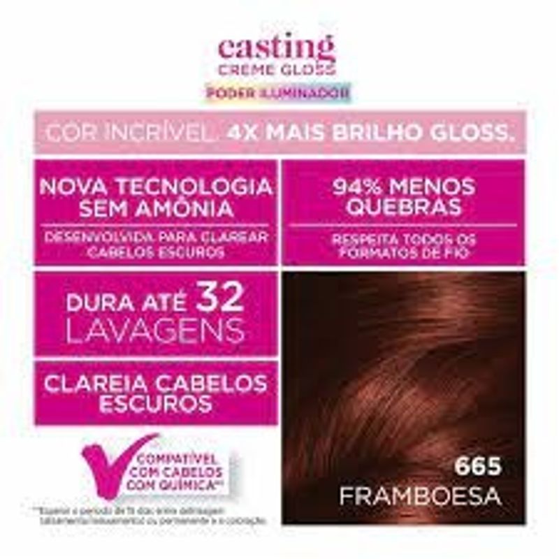 Coloração L'Oréal Casting Creme Gloss 665 Framboesa sem Amônia - Farma ...