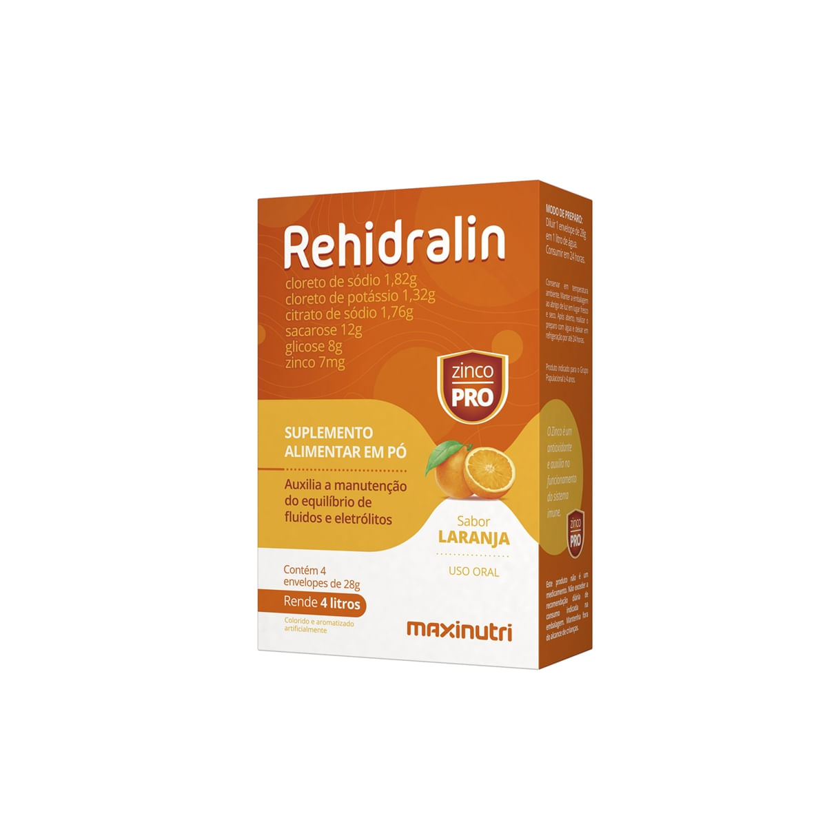 Rehidralin Laranja Caixa 4 Envelopes 28g - Farma Conde