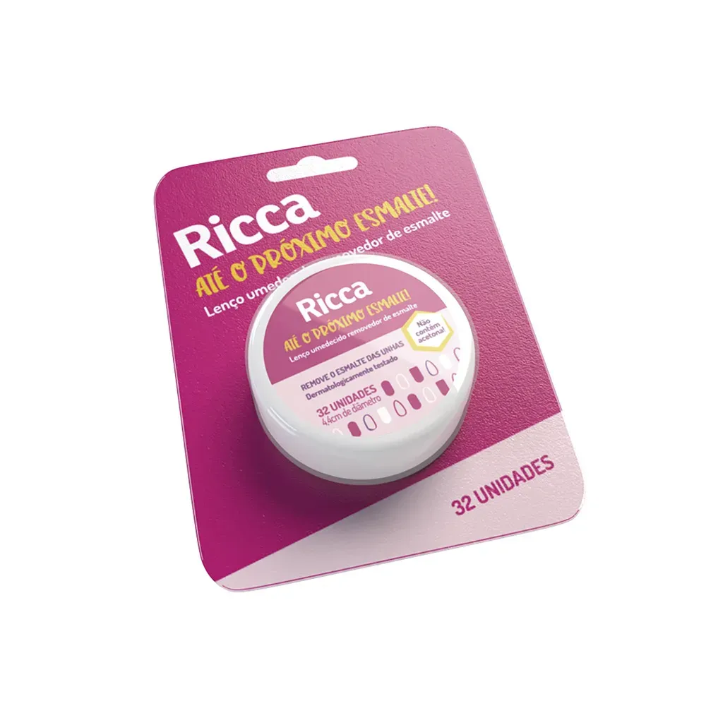 Lenço Ricca Umedecido Removedor de Esmalte 32 Unidades - Farma Conde