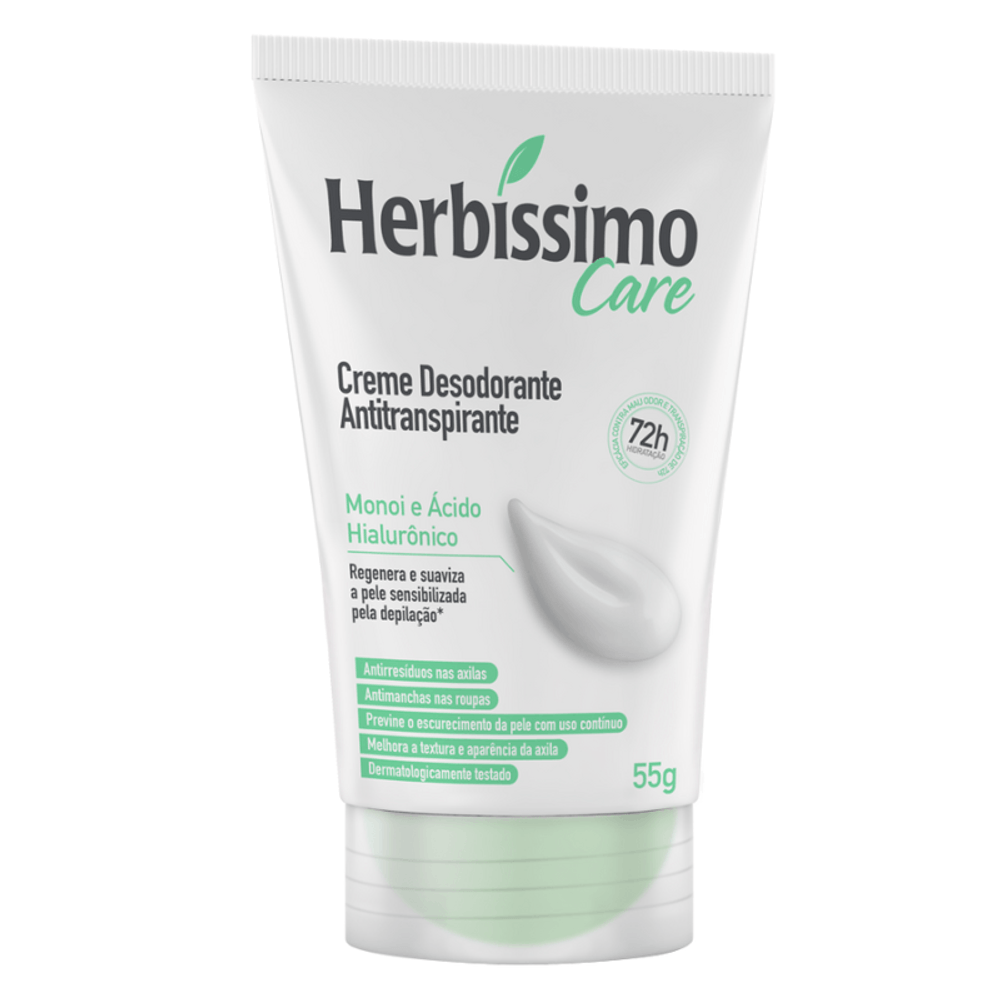 Desodorante Herbíssimo Care Creme Monoi e Ácido Hialurônico 72h 55g ...